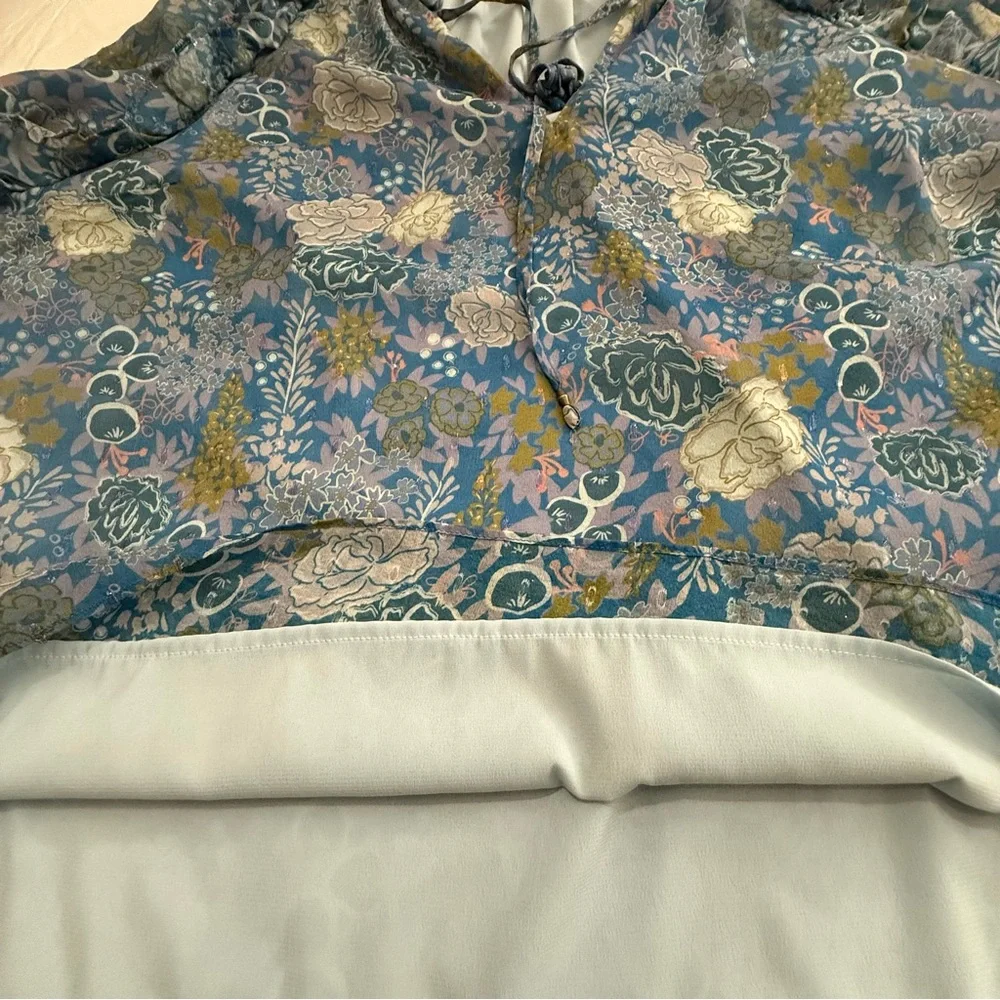 Marie Oliver | Tops | Marie Oliver Silk Blouse Metallic Floral Boho ...